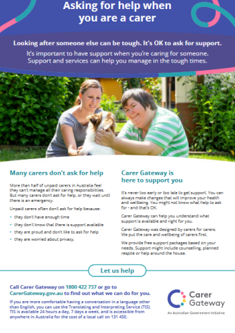 Factsheet: Asking for help when you are a carer | Carer Gateway
